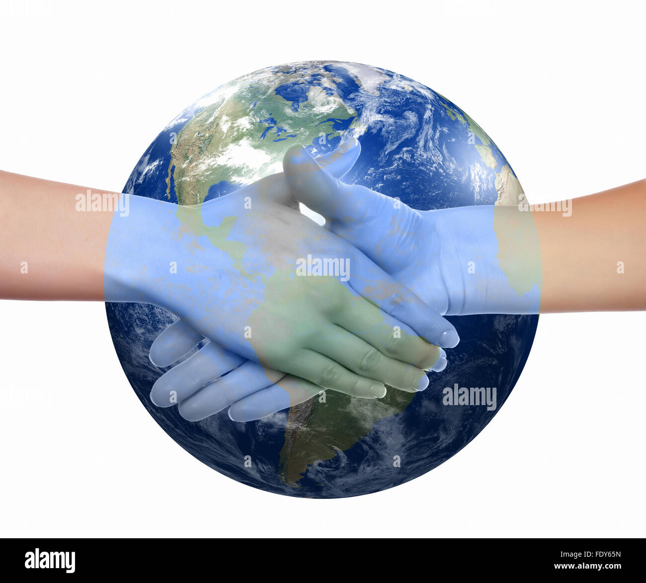 Business handshake on the background of the Earth. The symbol of a ...