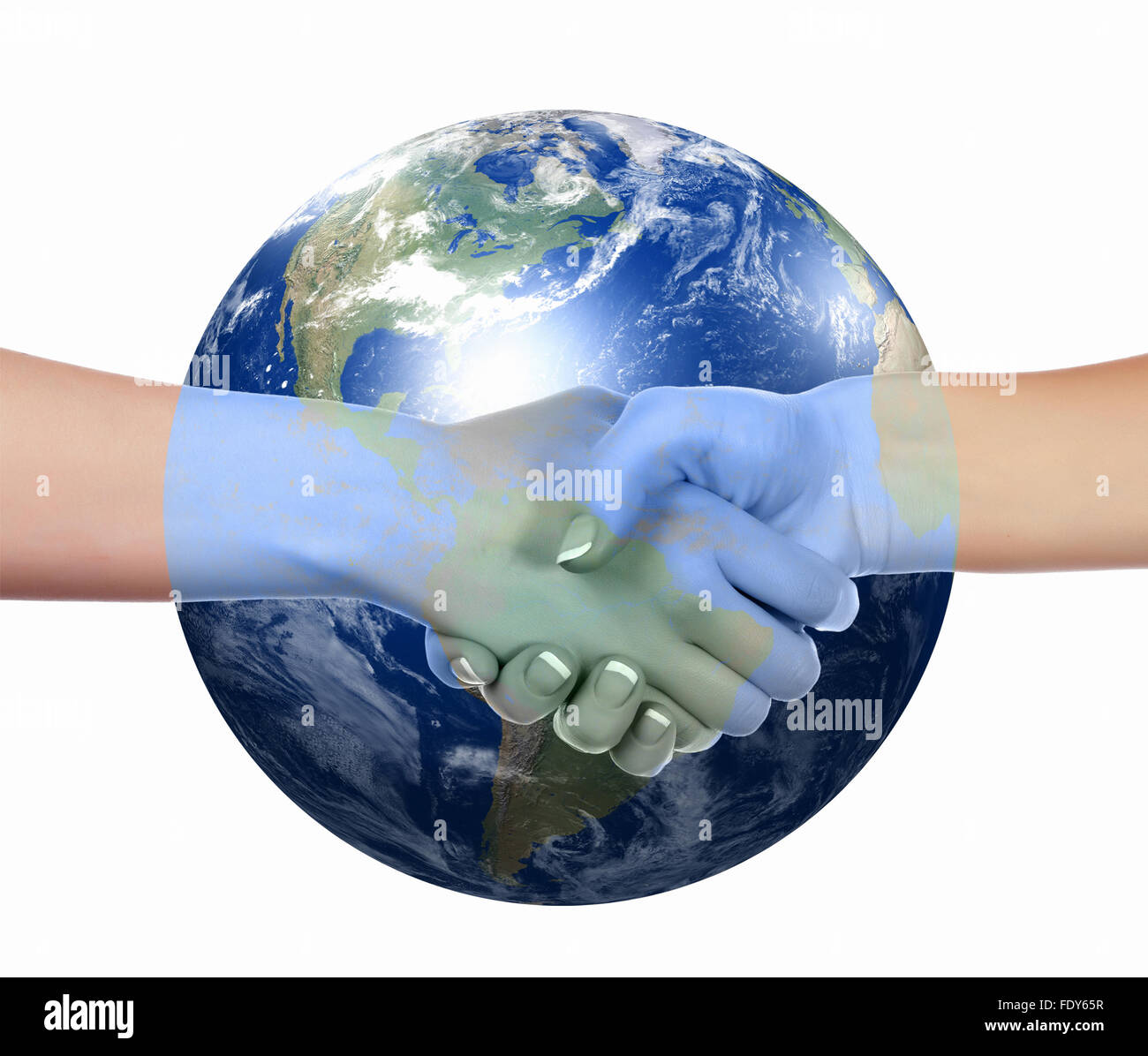 Business handshake on the background of the Earth. The symbol of a ...