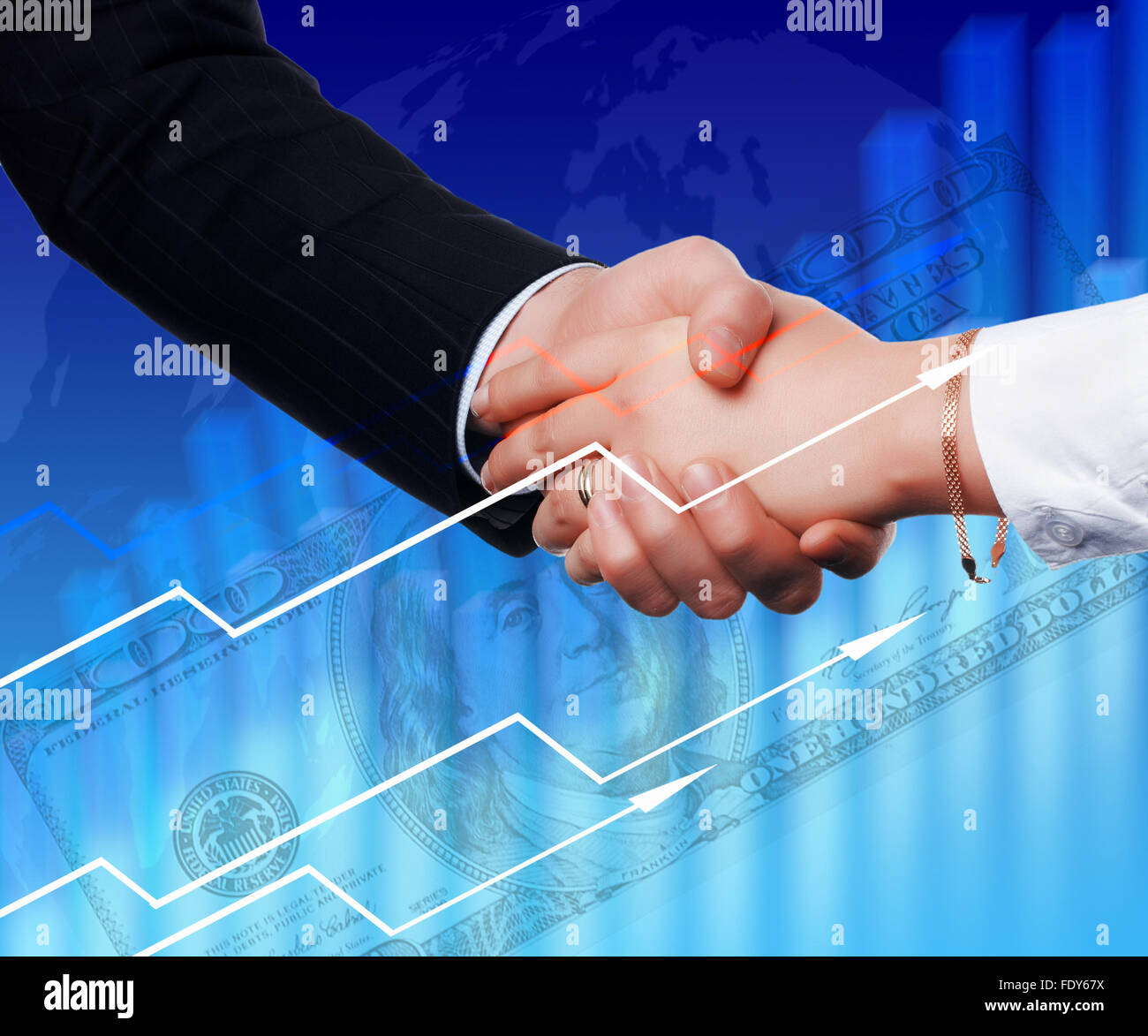 Handshake on an abstract background. The symbol of a successful ...