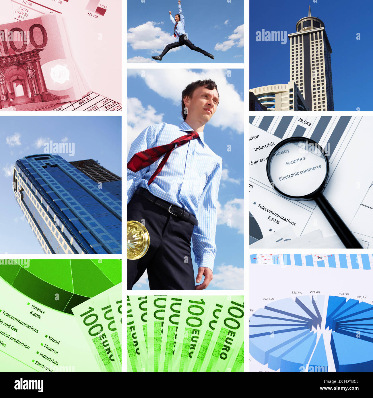 Collage of financial and business charts and graphs Stock Photo - Alamy