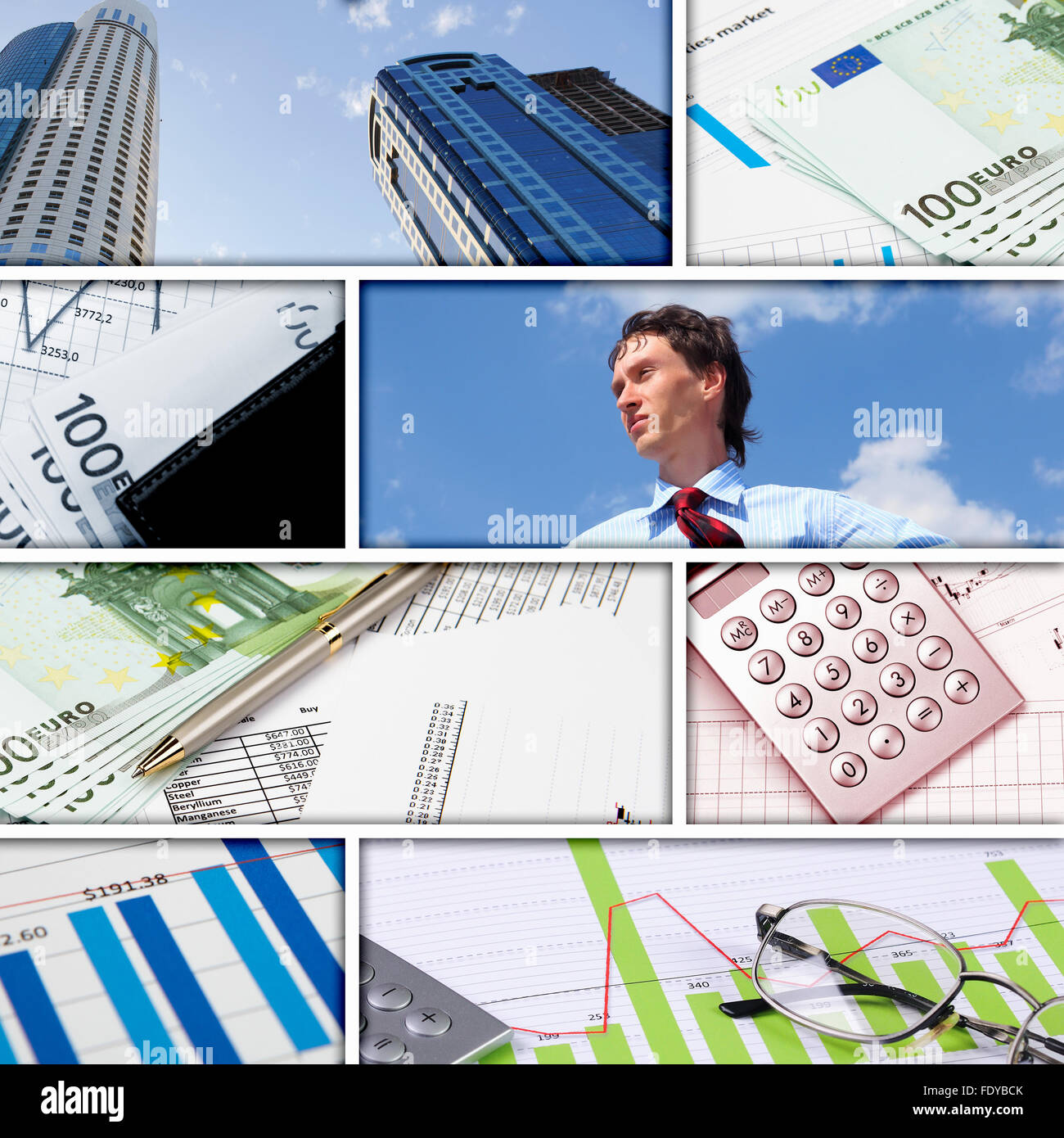 Collage of financial and business charts and graphs Stock Photo - Alamy