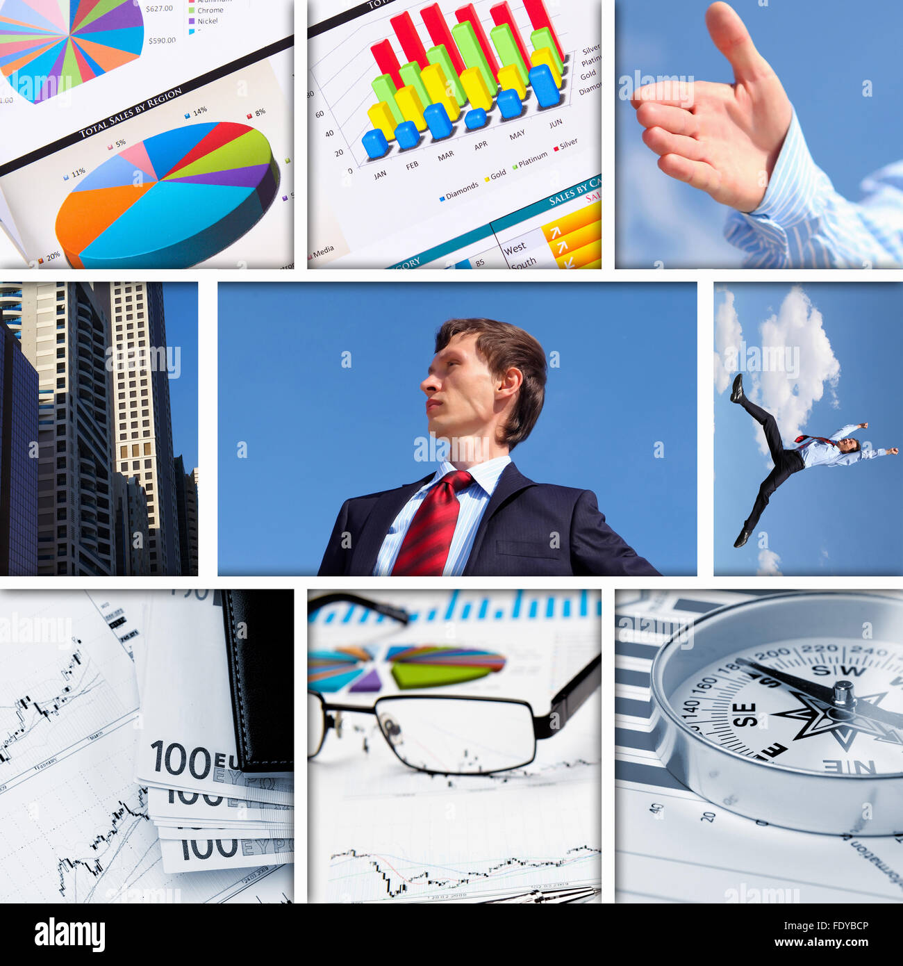 Collage of financial and business charts and graphs Stock Photo - Alamy