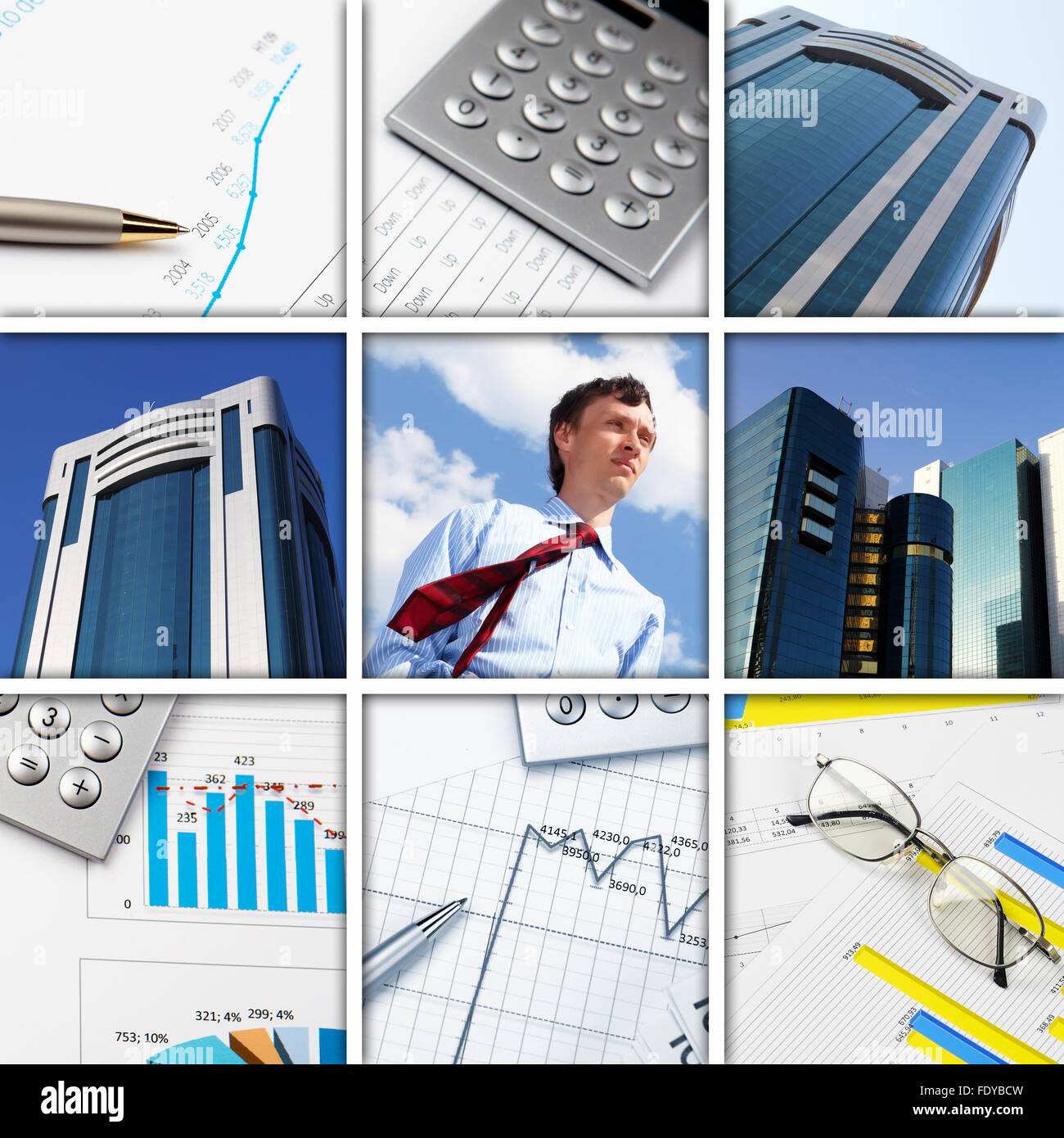Collage of financial and business charts and graphs Stock Photo - Alamy