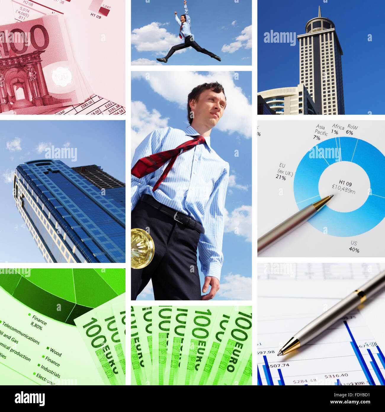 Collage of financial and business charts and graphs Stock Photo - Alamy