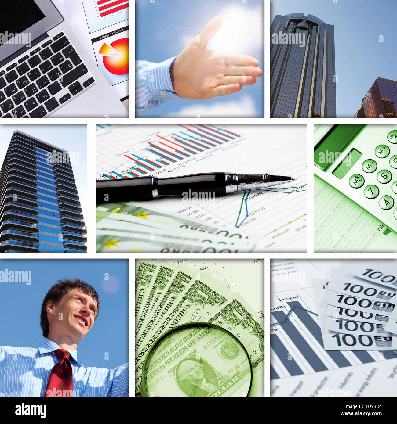 Collage of financial and business charts and graphs Stock Photo - Alamy