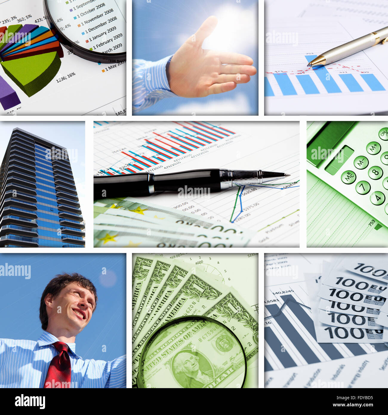 Collage of financial and business charts and graphs Stock Photo - Alamy