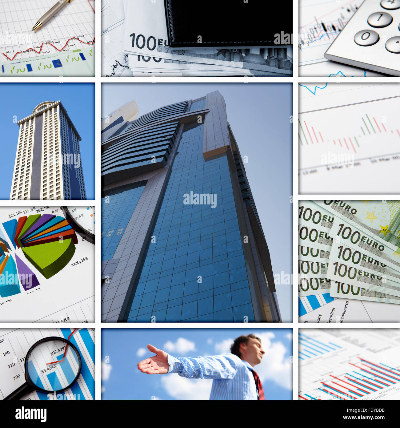Collage of financial and business charts and graphs Stock Photo - Alamy
