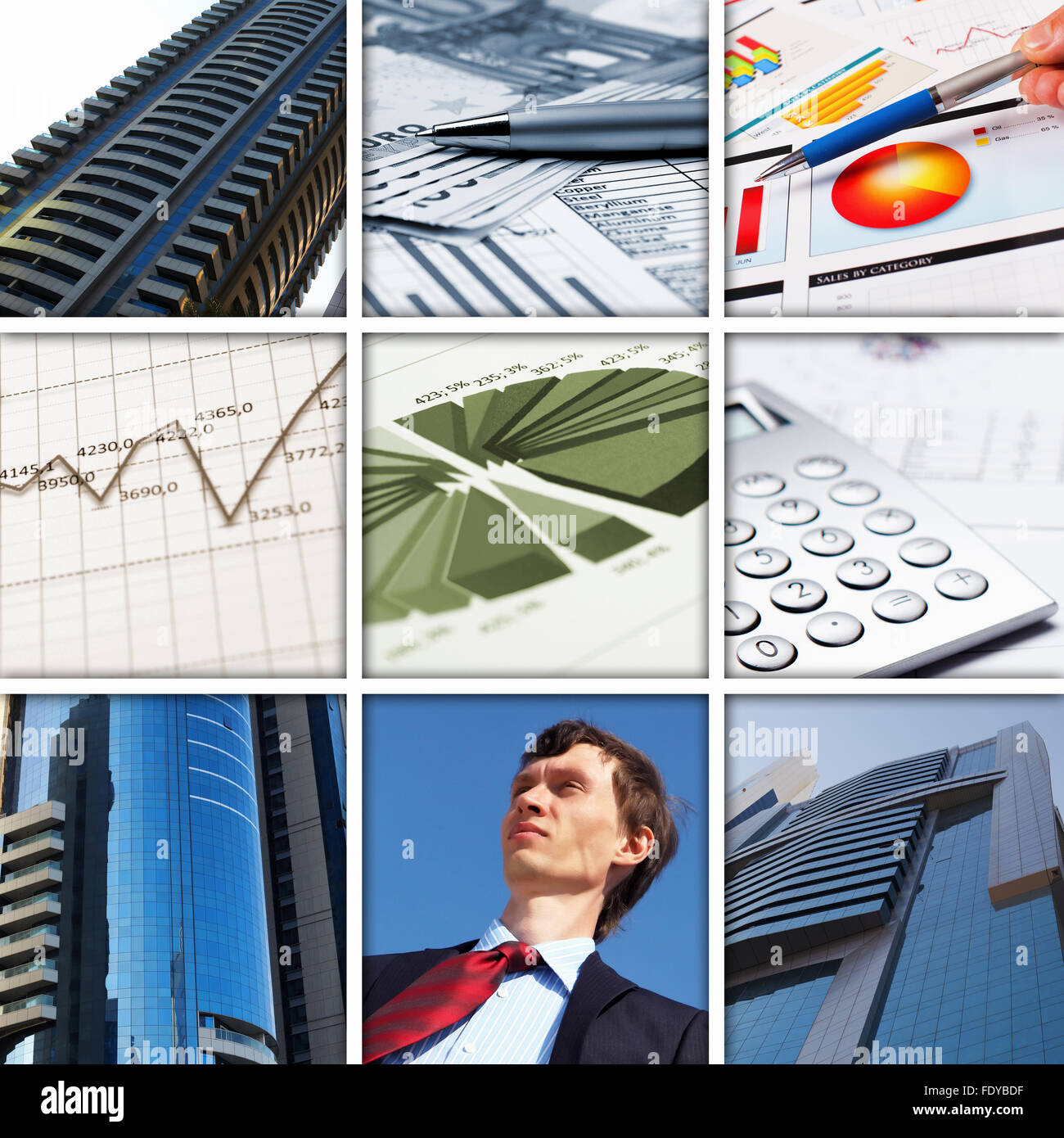 Collage of financial and business charts and graphs Stock Photo - Alamy