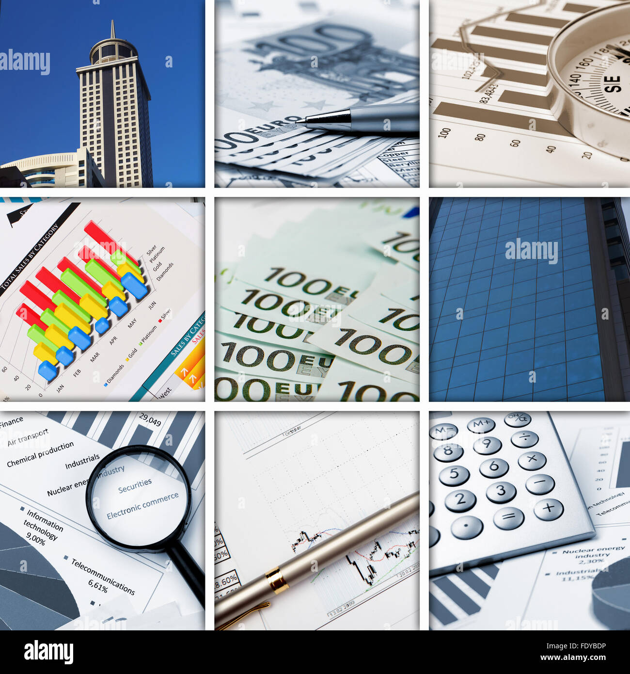 Collage of financial and business charts and graphs Stock Photo - Alamy