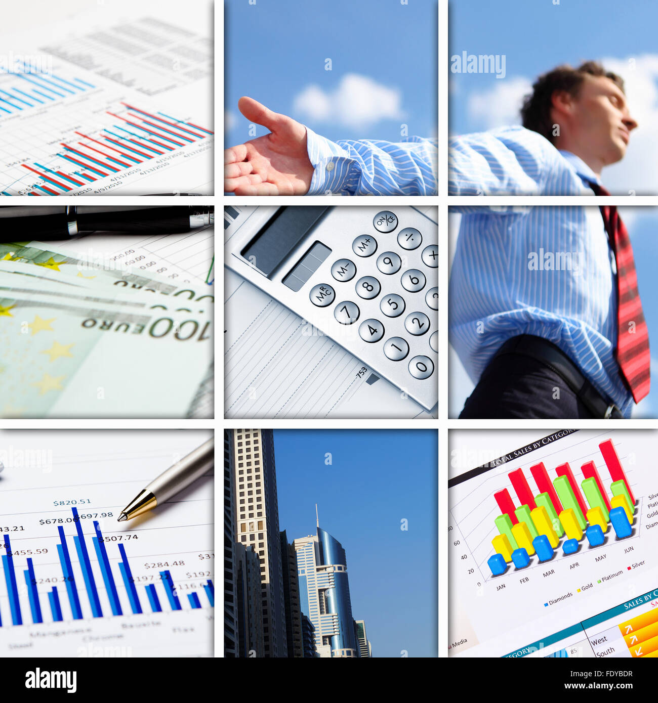 Collage of financial and business charts and graphs Stock Photo - Alamy