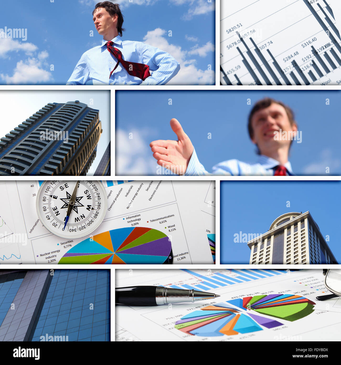 Collage of financial and business charts and graphs Stock Photo - Alamy