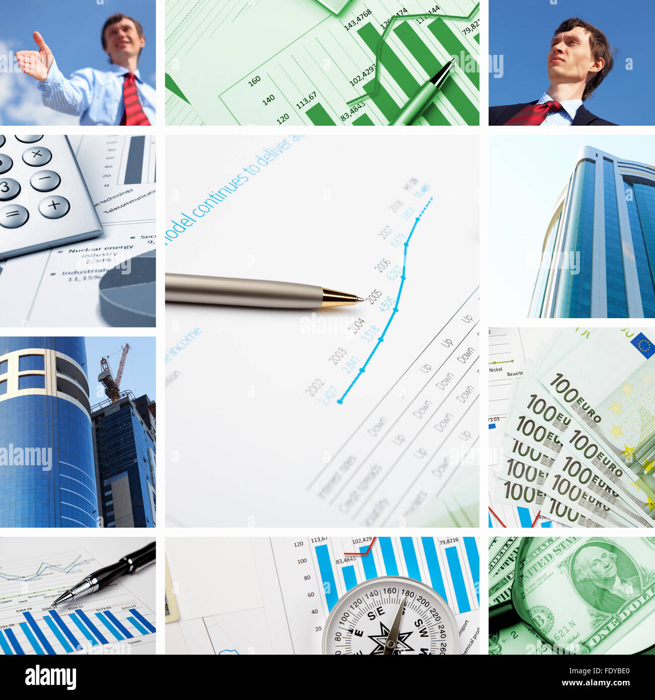 Collage of financial and business charts and graphs Stock Photo - Alamy