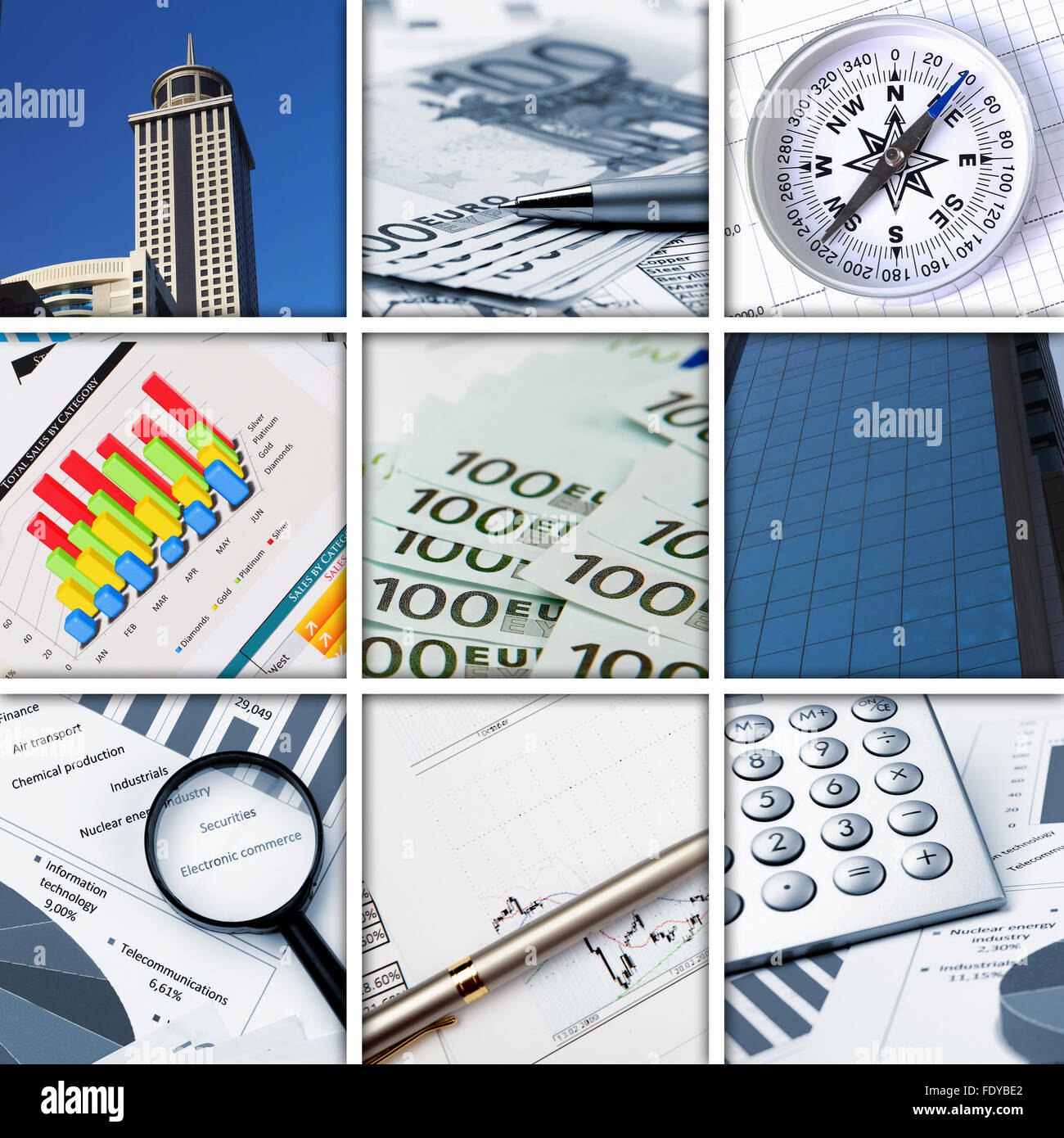 Collage of financial and business charts and graphs Stock Photo - Alamy