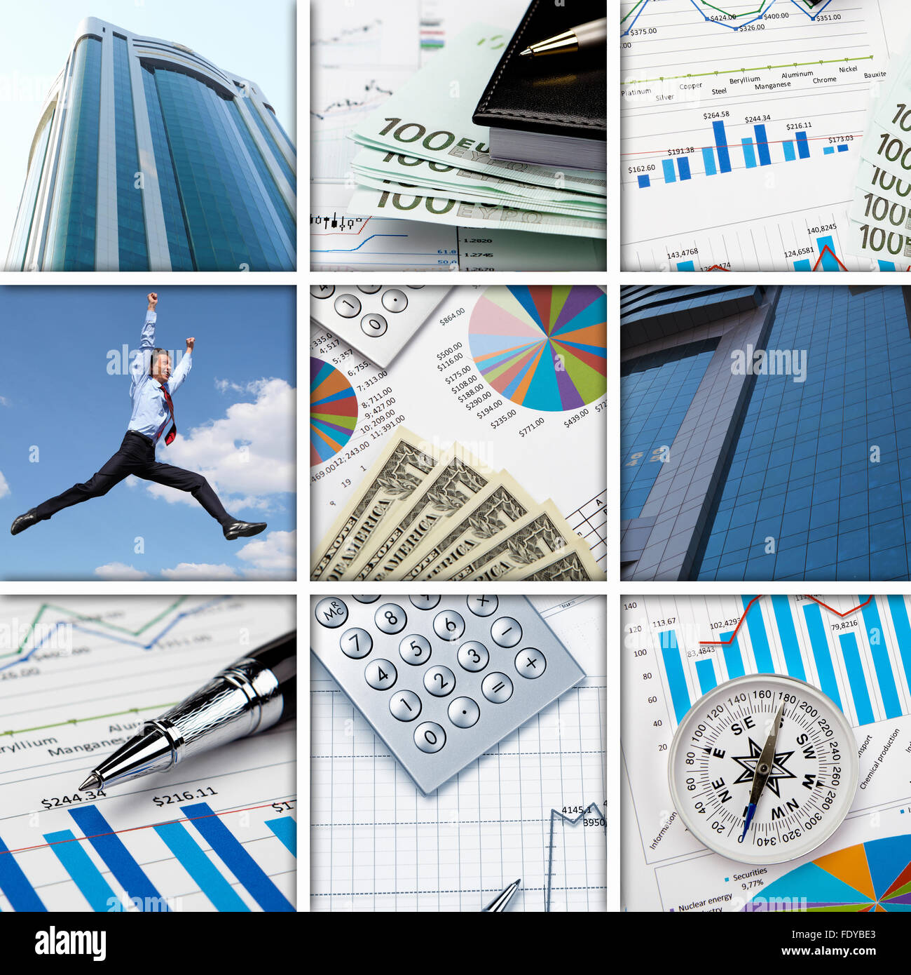 Collage of financial and business charts and graphs Stock Photo - Alamy