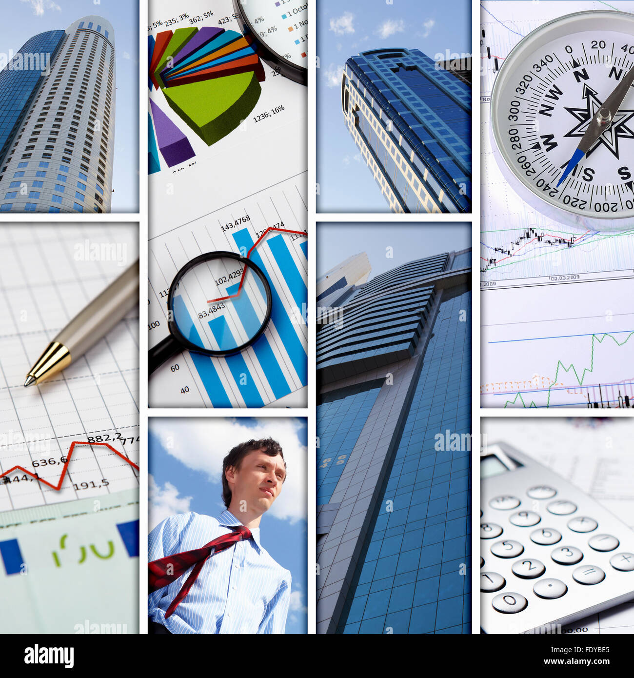 Collage of financial and business charts and graphs Stock Photo - Alamy
