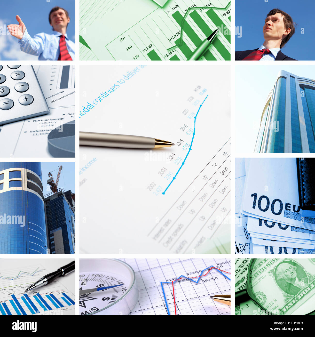 Collage of financial and business charts and graphs Stock Photo - Alamy