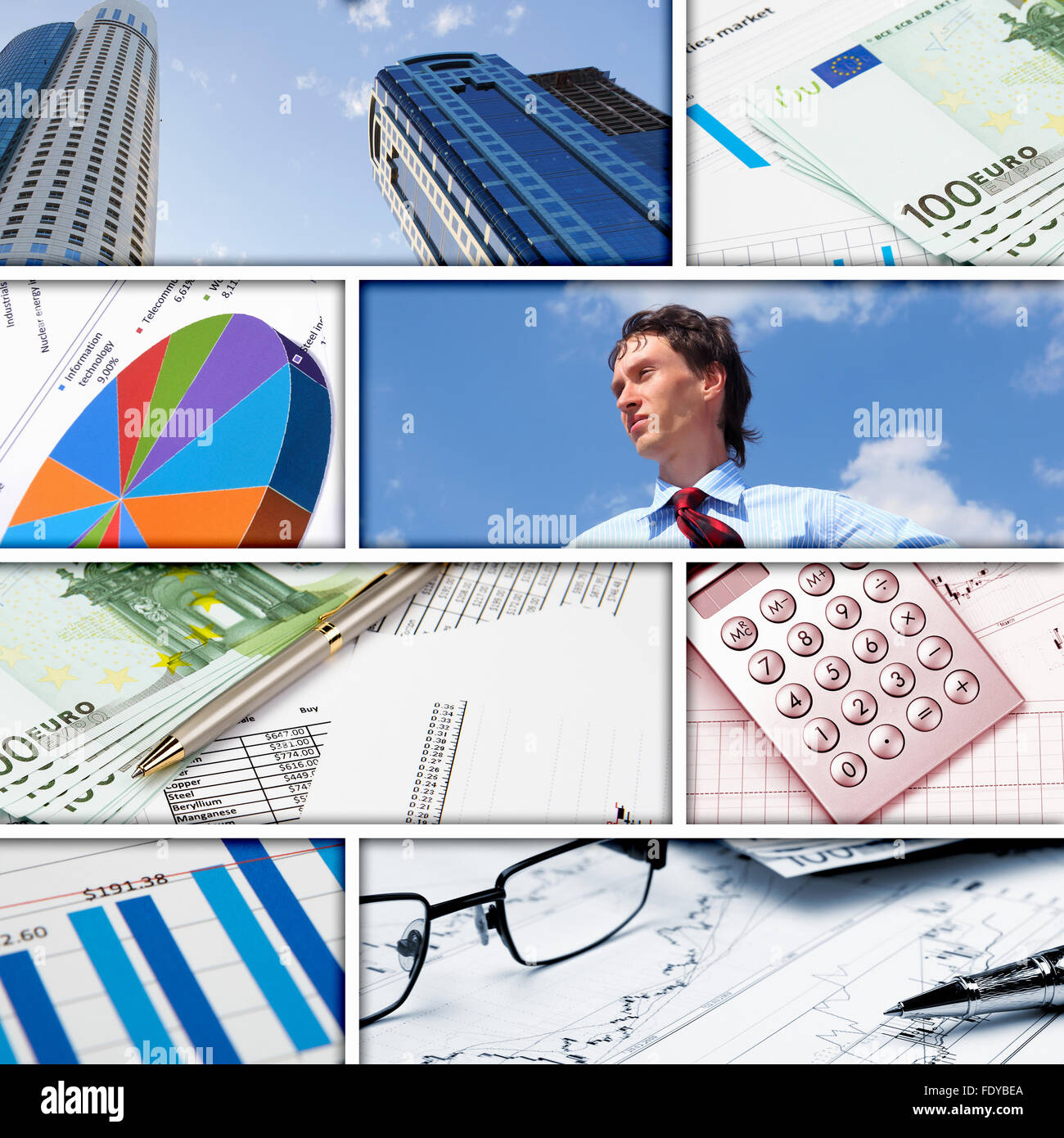 Collage of financial and business charts and graphs Stock Photo - Alamy