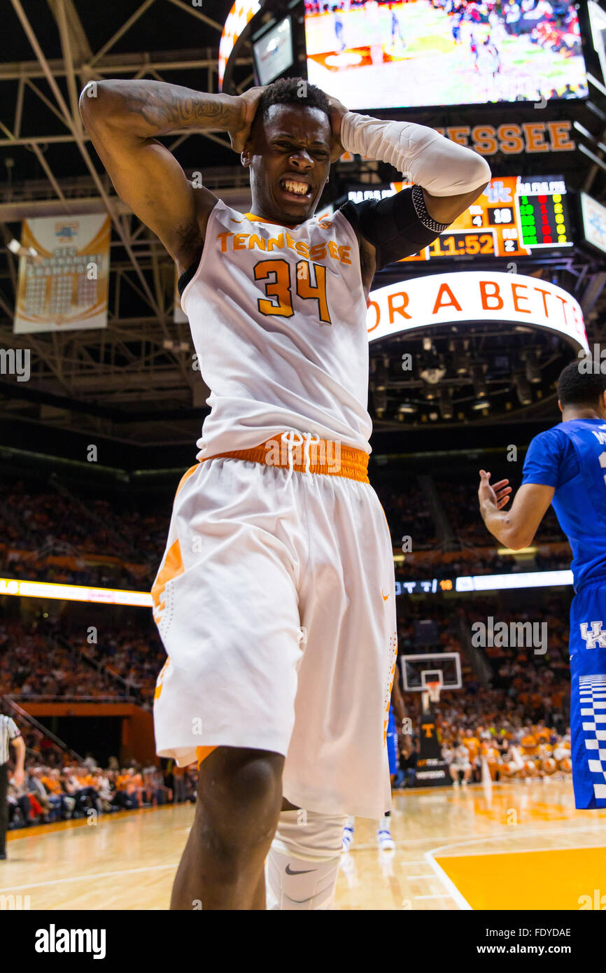 February 2, 2016: Devon Baulkman #34 of the Tennessee Volunteers reacts ...