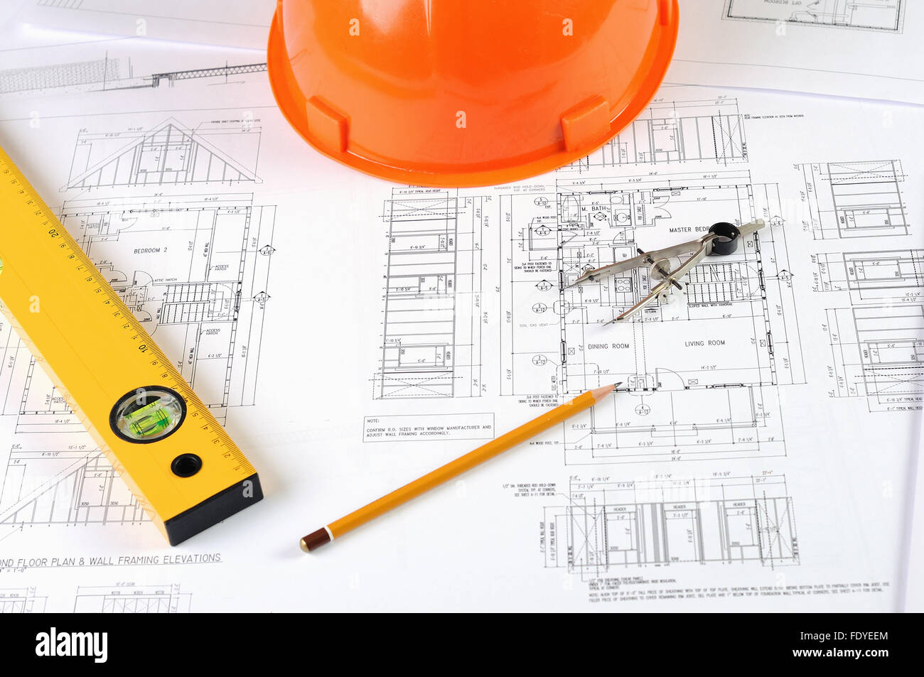 drawings of building homes and Tools Stock Photo - Alamy