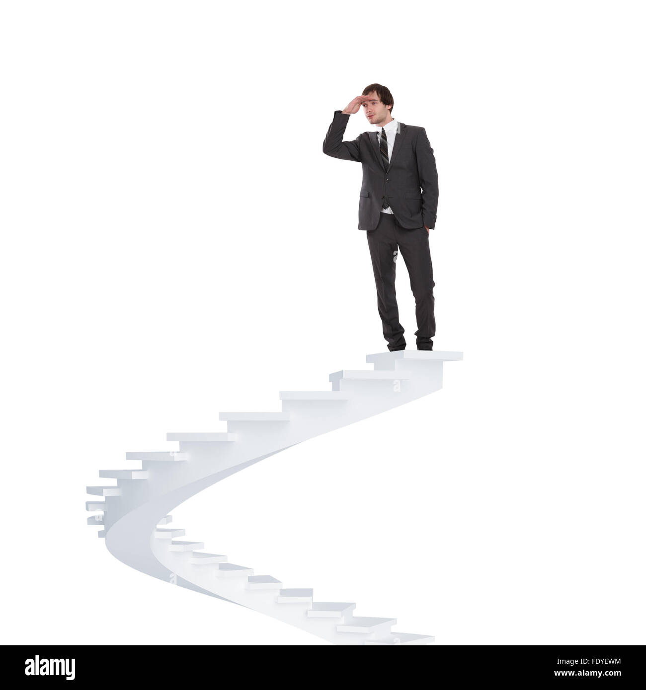 young man climbs the ladder of success and a virtual career. Collage ...