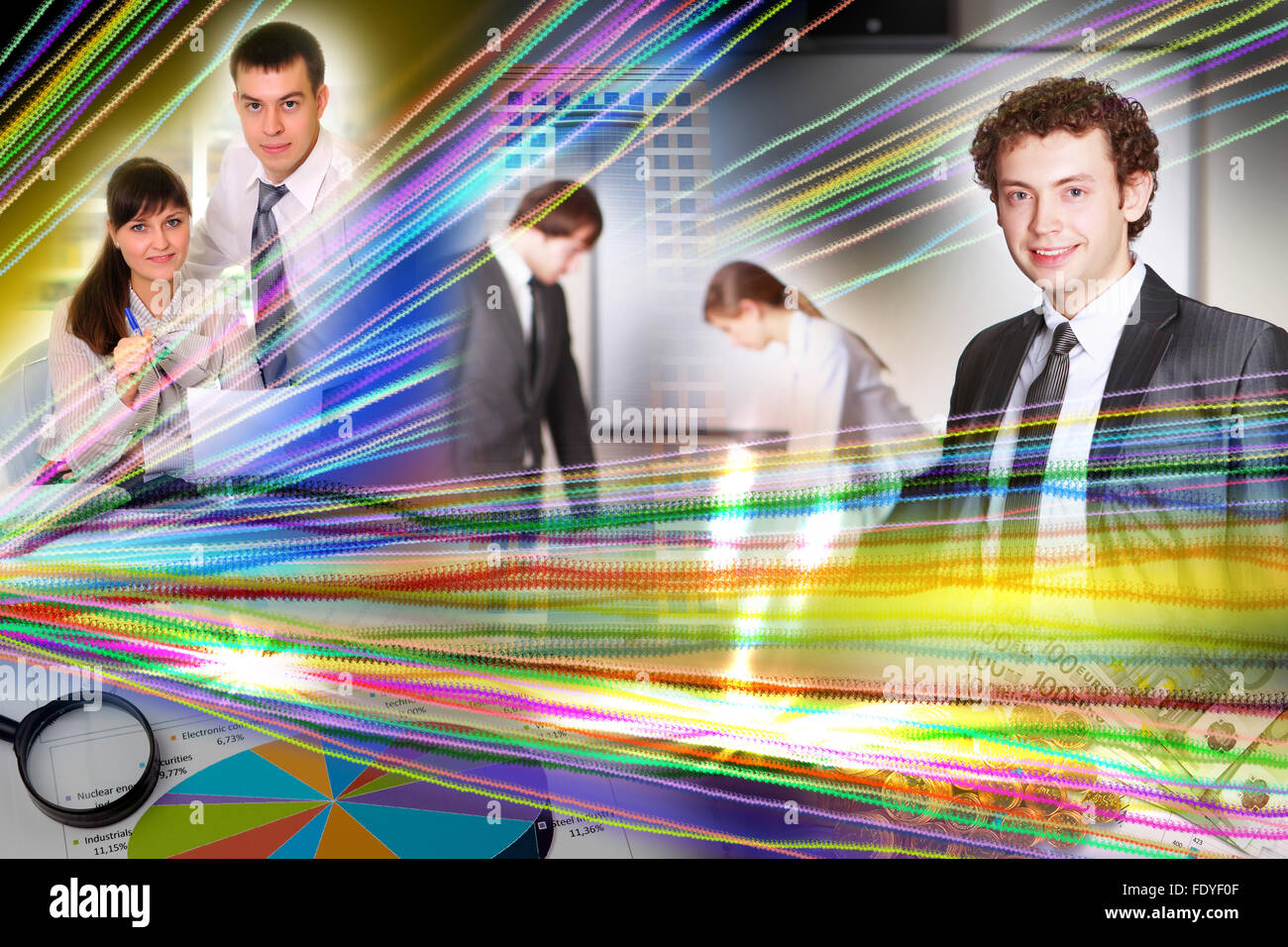 collage of business persons with business and financial symbols Stock ...