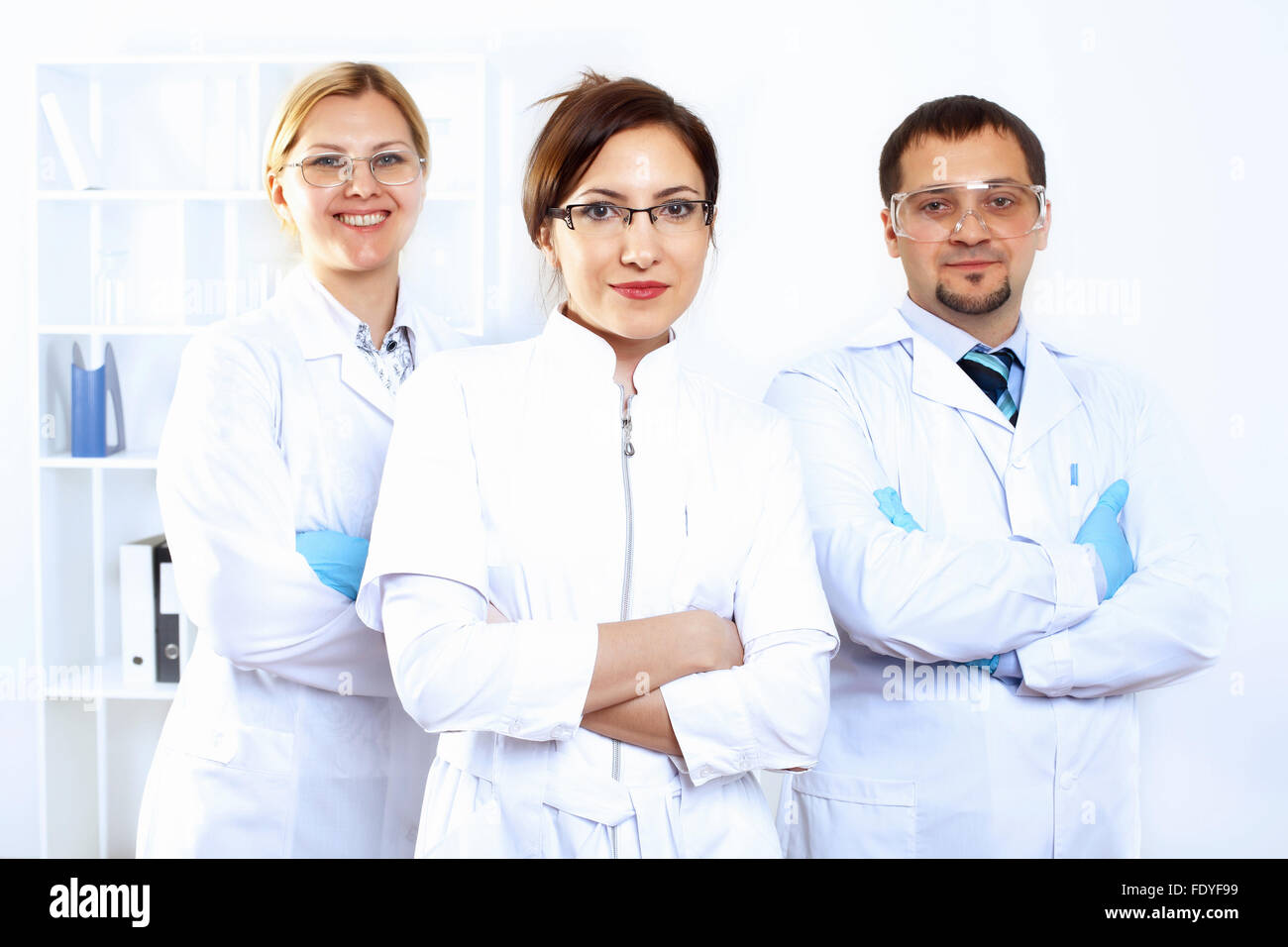 Scientist in uniform doing tests in laboratory Stock Photo - Alamy