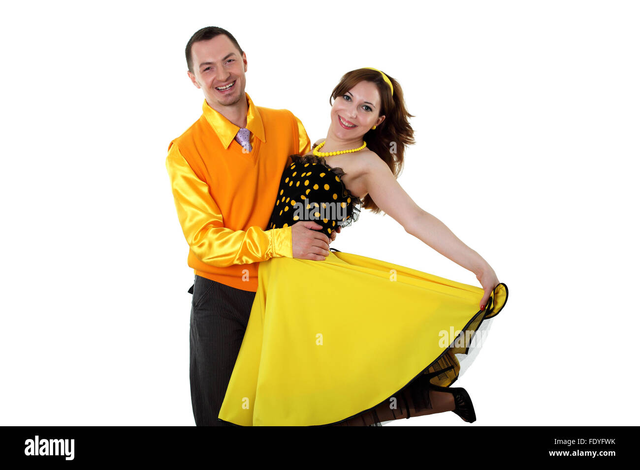 young stylish couple in bright colour wear dancing Stock Photo - Alamy