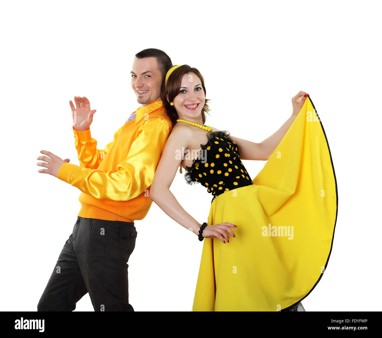 young stylish couple in bright colour wear dancing Stock Photo - Alamy
