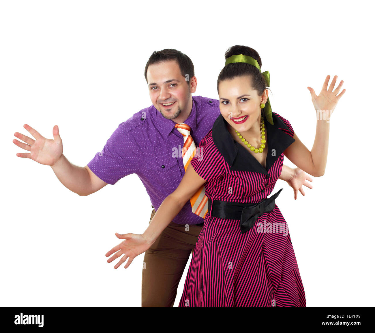 young stylish couple in bright colour wear dancing Stock Photo - Alamy