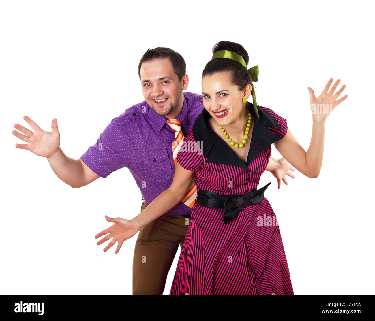 young stylish couple in bright colour wear dancing Stock Photo - Alamy