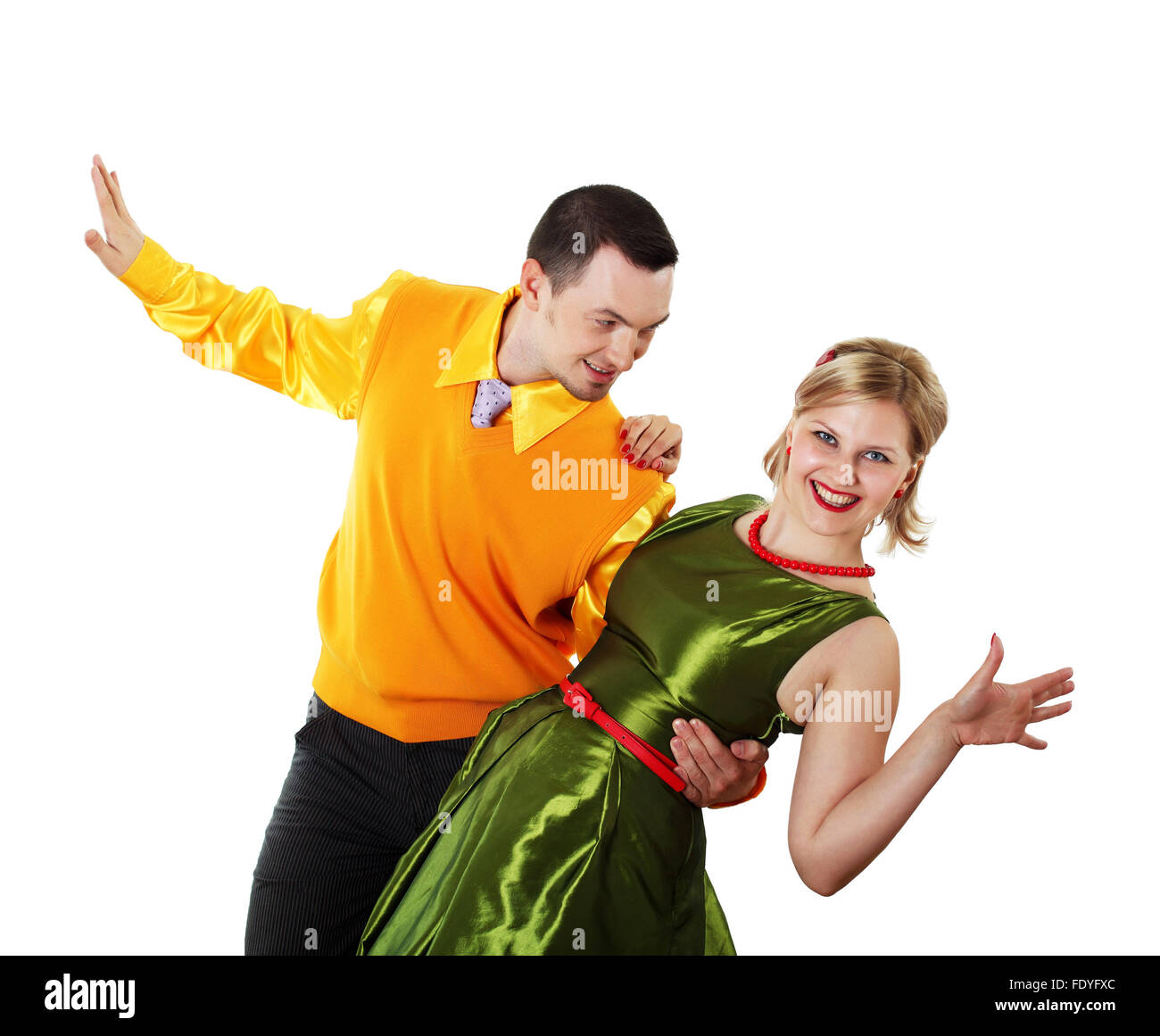 young stylish couple in bright colour wear dancing Stock Photo - Alamy