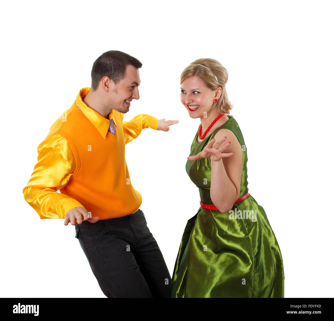 young stylish couple in bright colour wear dancing Stock Photo - Alamy