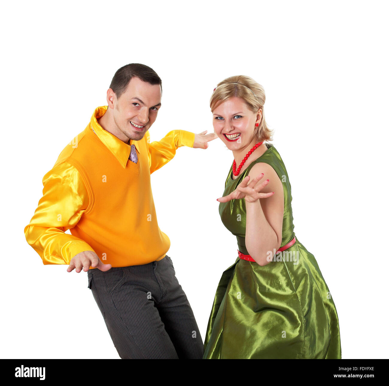 young stylish couple in bright colour wear dancing Stock Photo - Alamy