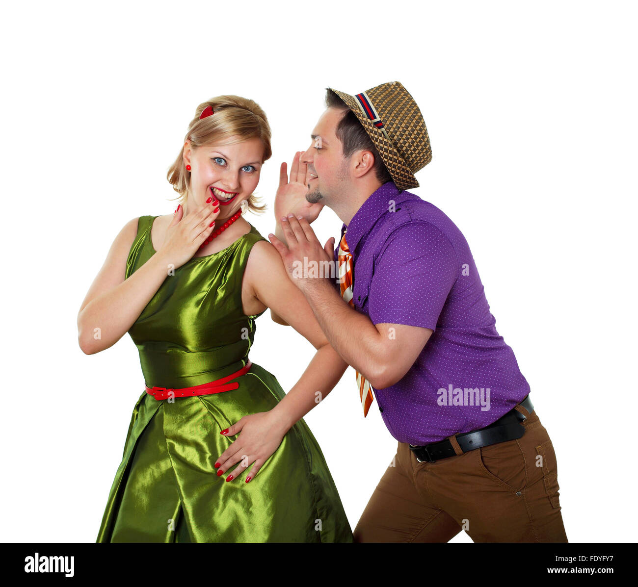 young stylish couple in bright colour wear dancing Stock Photo - Alamy