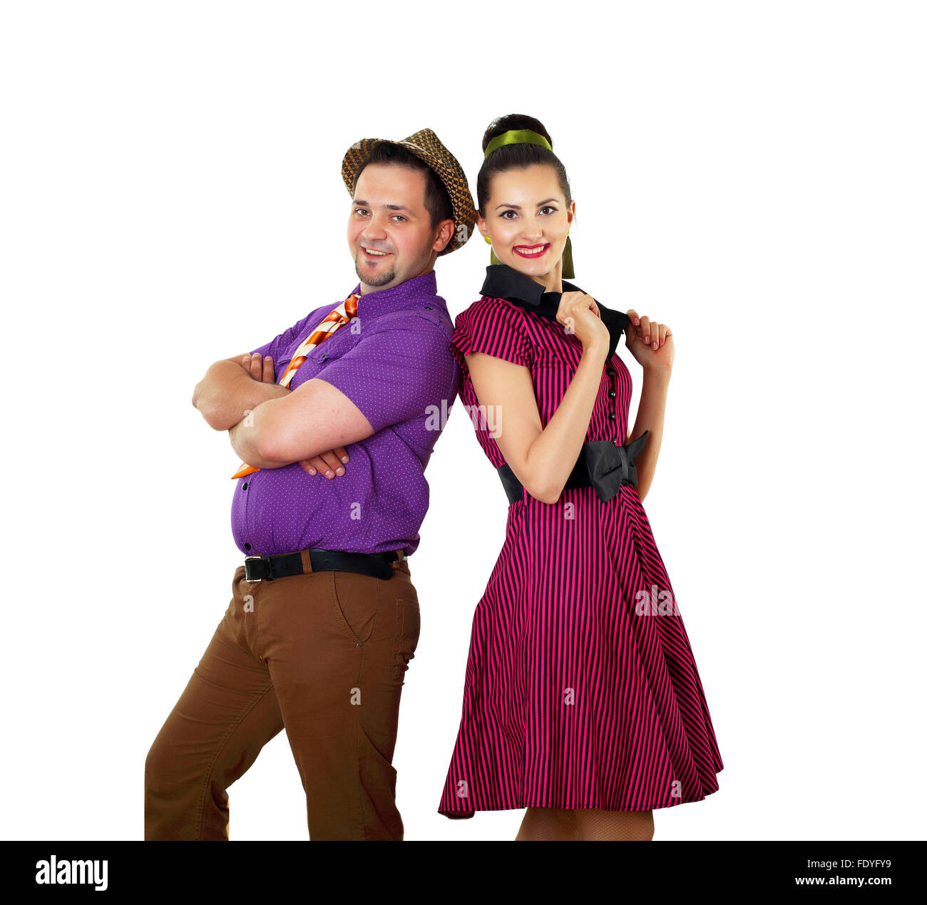 young stylish couple in bright colour wear dancing Stock Photo - Alamy