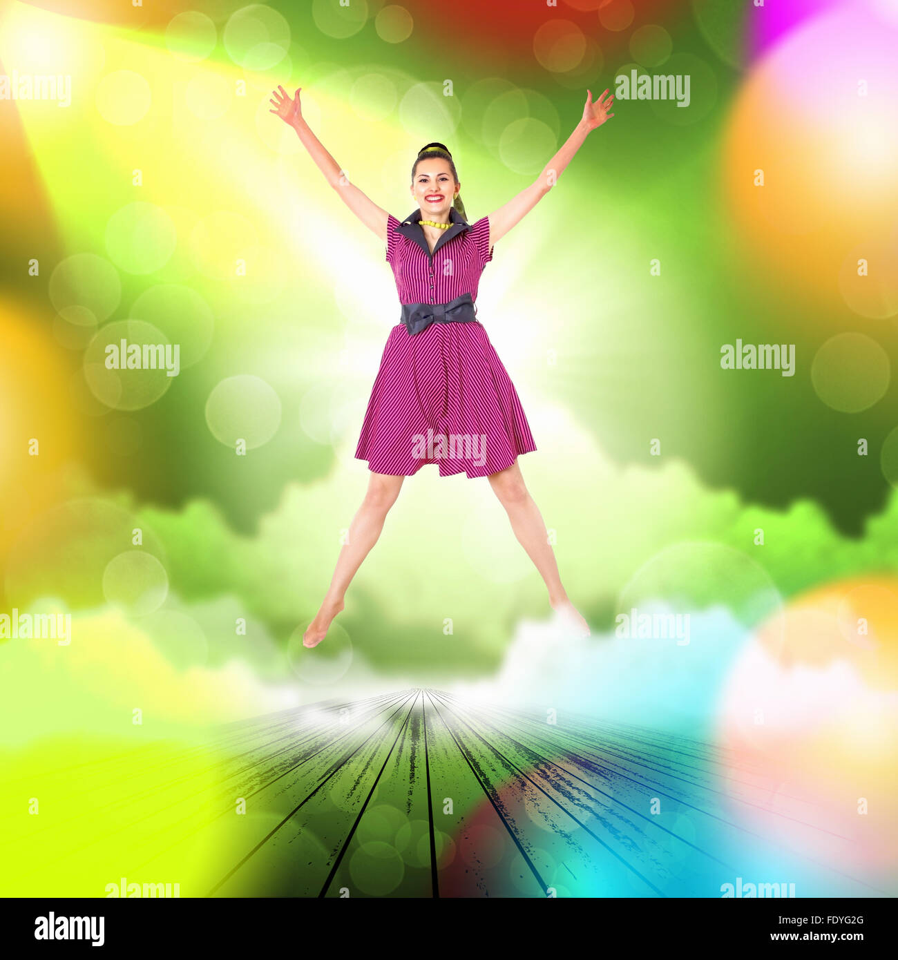 Dancer in the retro style, 50s on a bright color background.collage ...