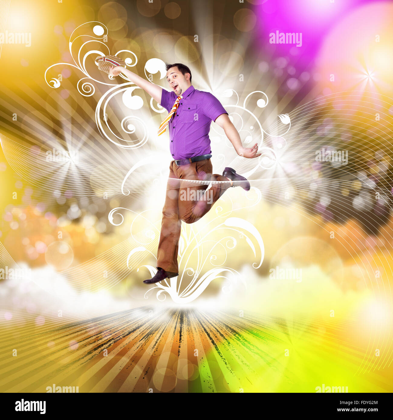 Dancer in the retro style, 50s on a bright color background.collage ...
