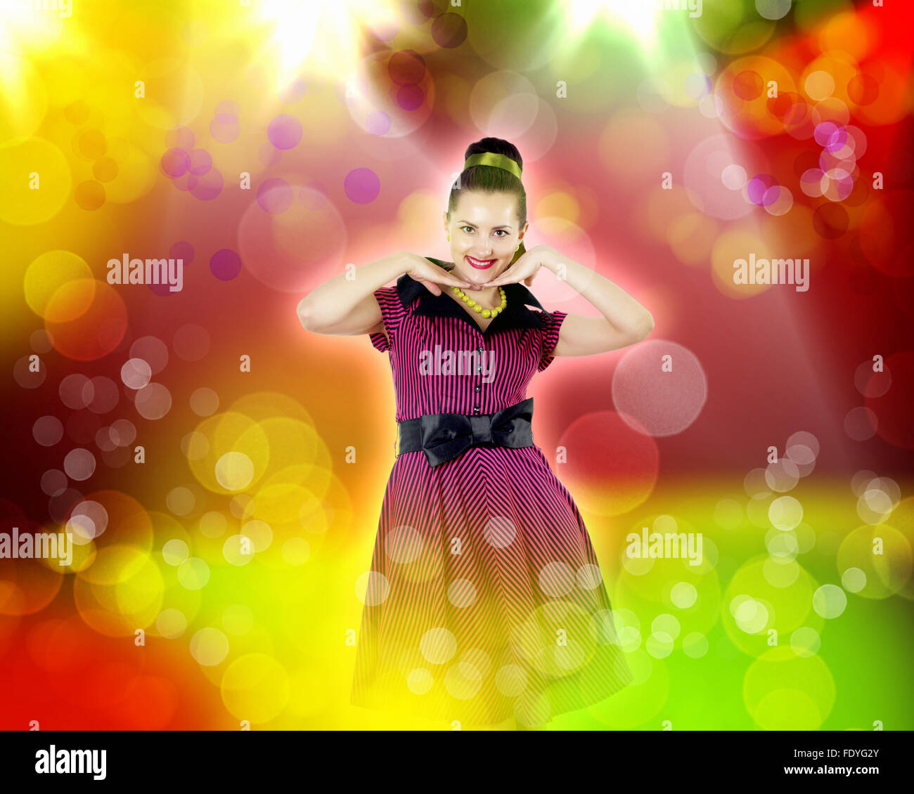 Dancer in the retro style, 50s on a bright color background.collage ...