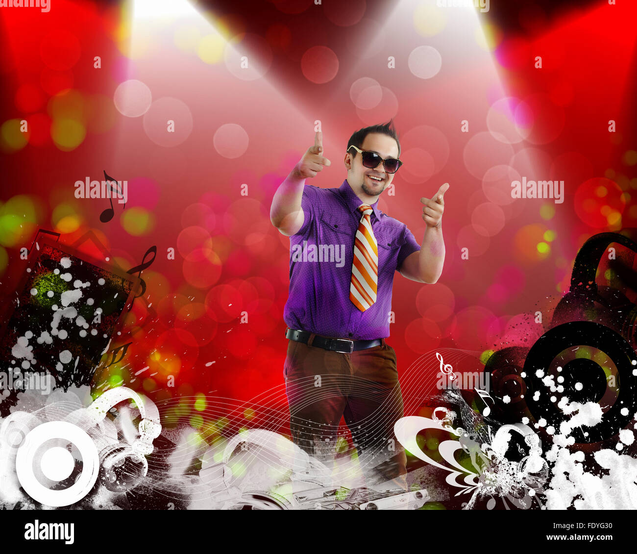 Dancer in the retro style, 50s on a bright color background.collage ...