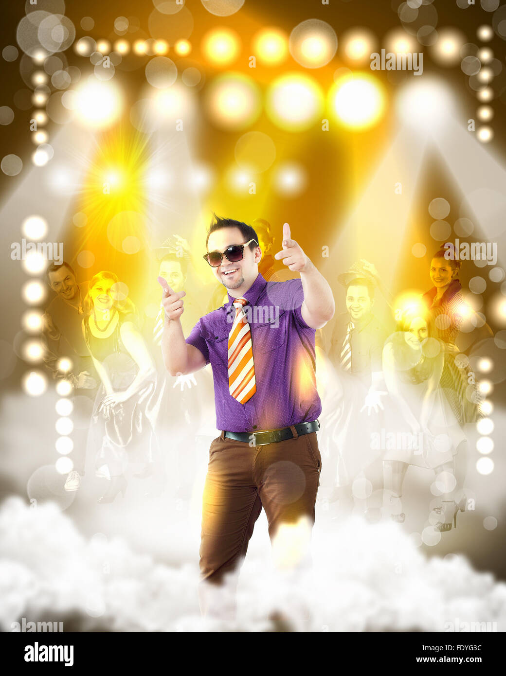 Dancer in the retro style, 50s on a bright color background.collage ...