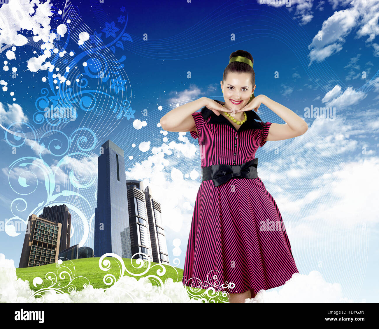 Collage people dancing on the background of skyscrapers Stock Photo - Alamy