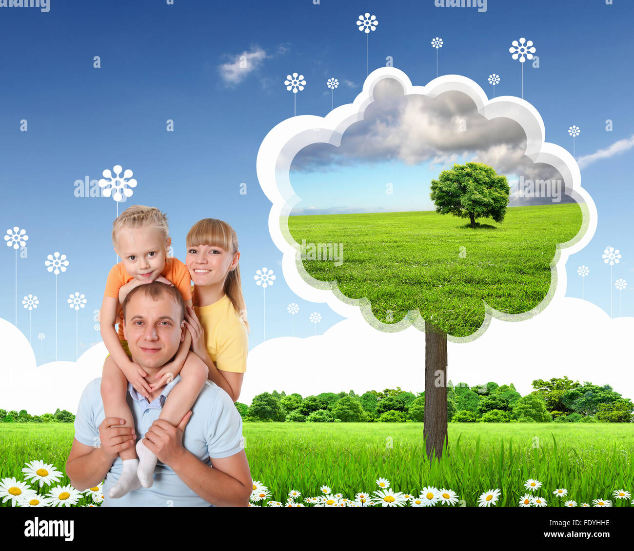 happy family spends time together on nature . Collage Stock Photo - Alamy