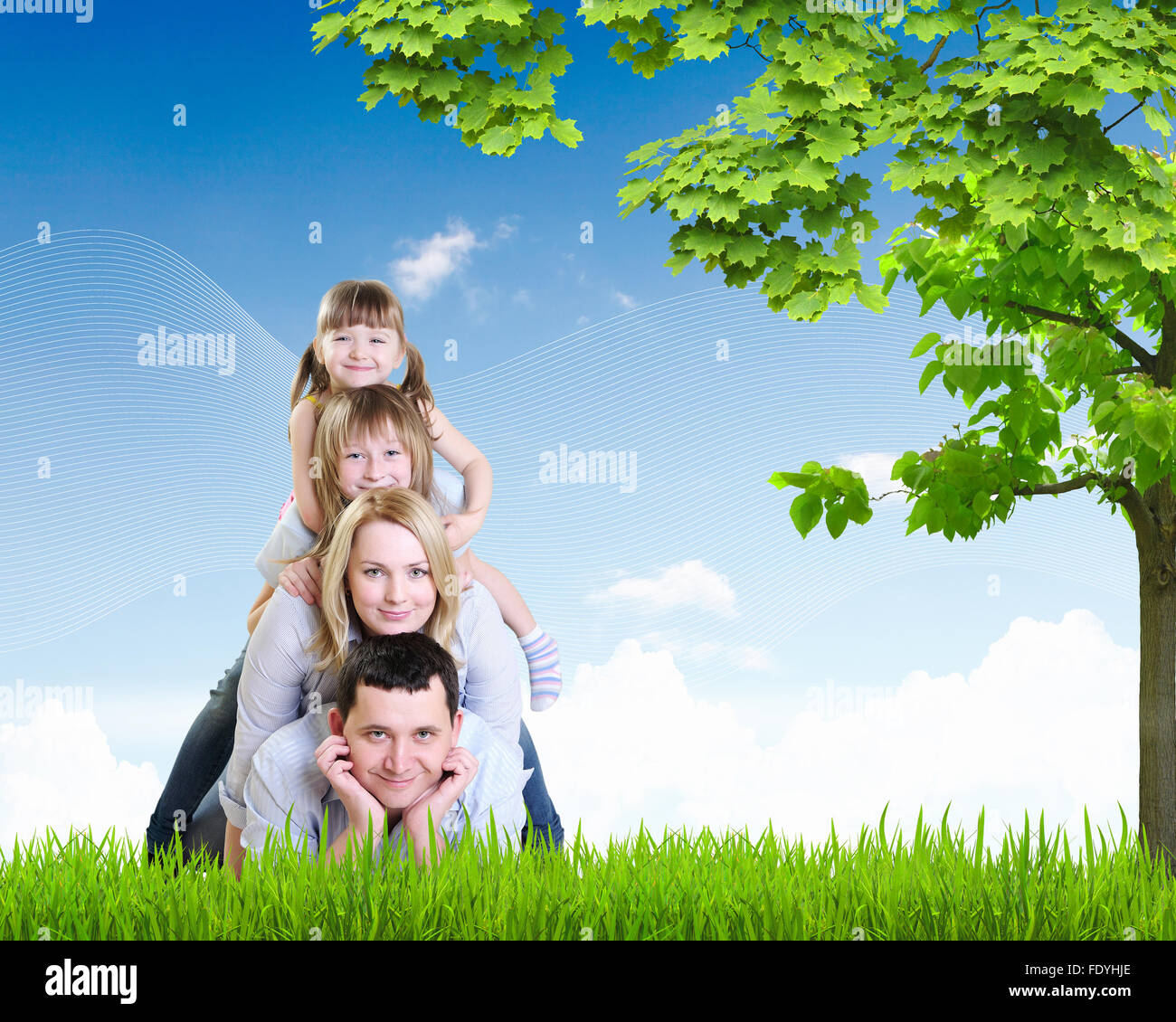 happy family spending time together outdoors. Collage Stock Photo - Alamy