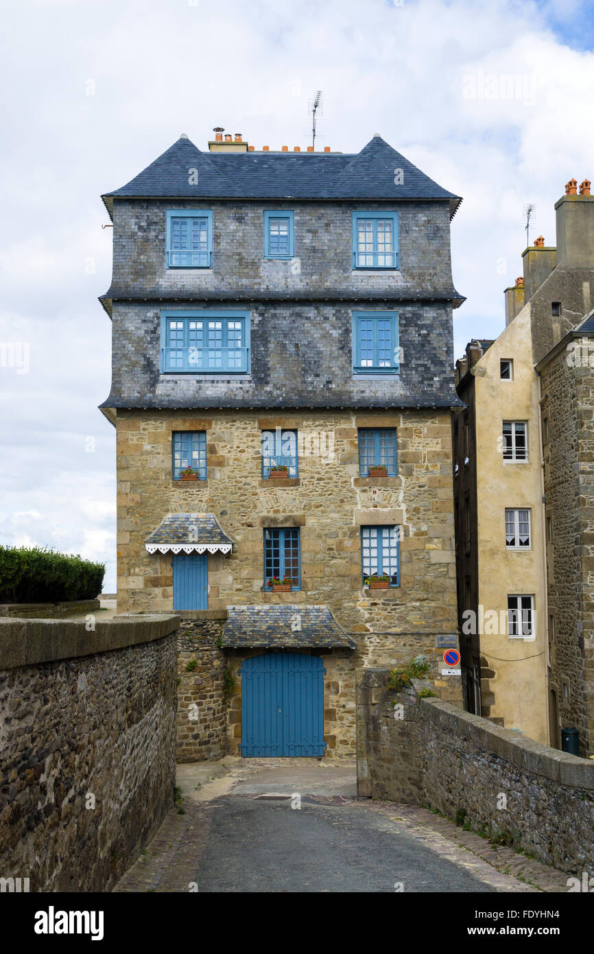 House near the city walls in the ancient city of St Malo, France Stock ...