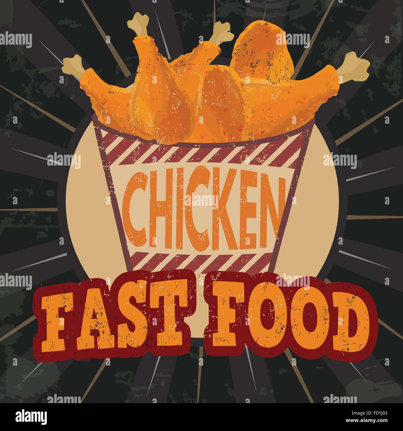 Fried chicken retro poster in vintage style, vector illustration Stock ...