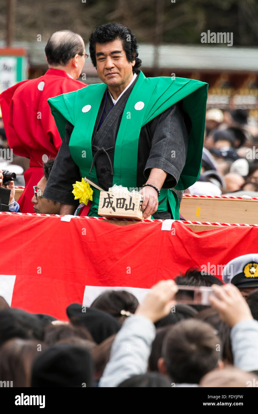 Japanese actor Hiroshi Fujioka attends a Setsubun festival at Naritasan ...