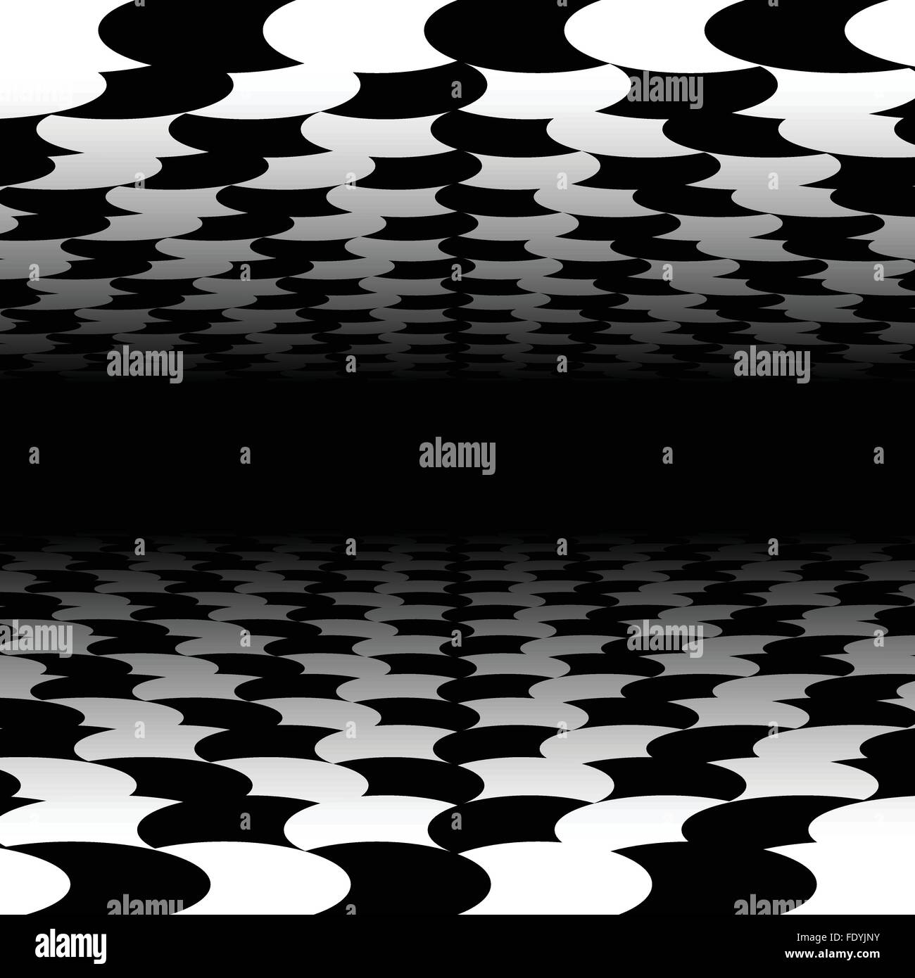 Vanishing checkered surface with circles. 3d surface in perspective ...