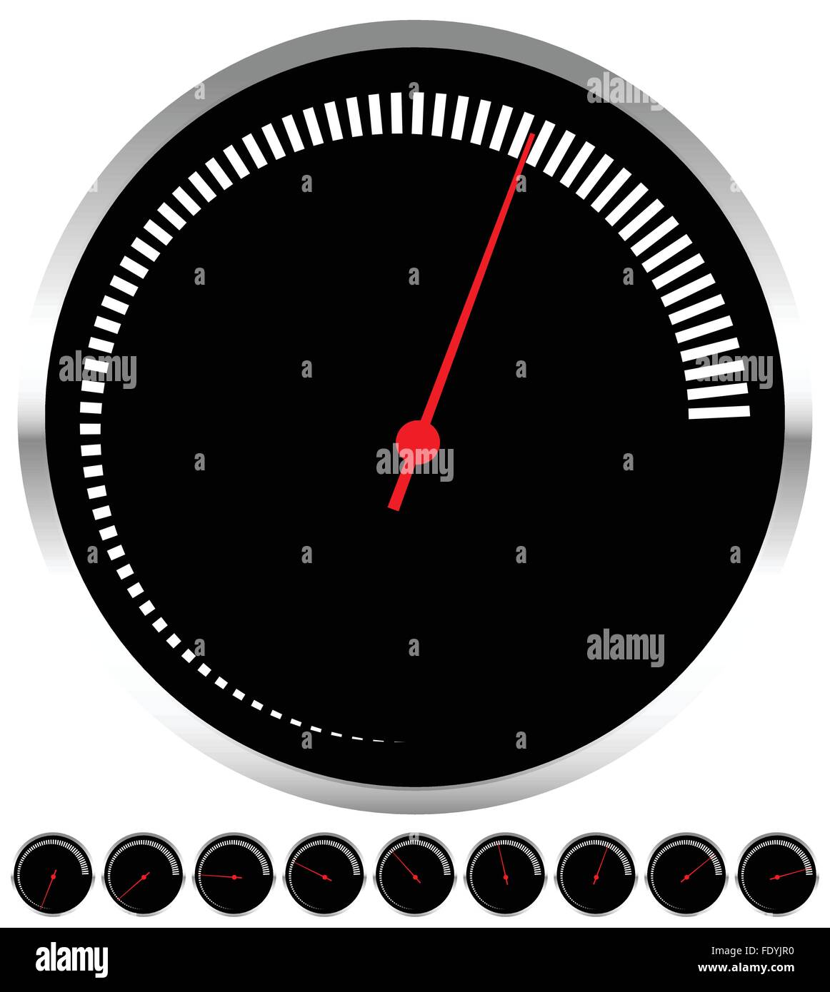 Circular dial, gauge template with increments and red needle Stock ...