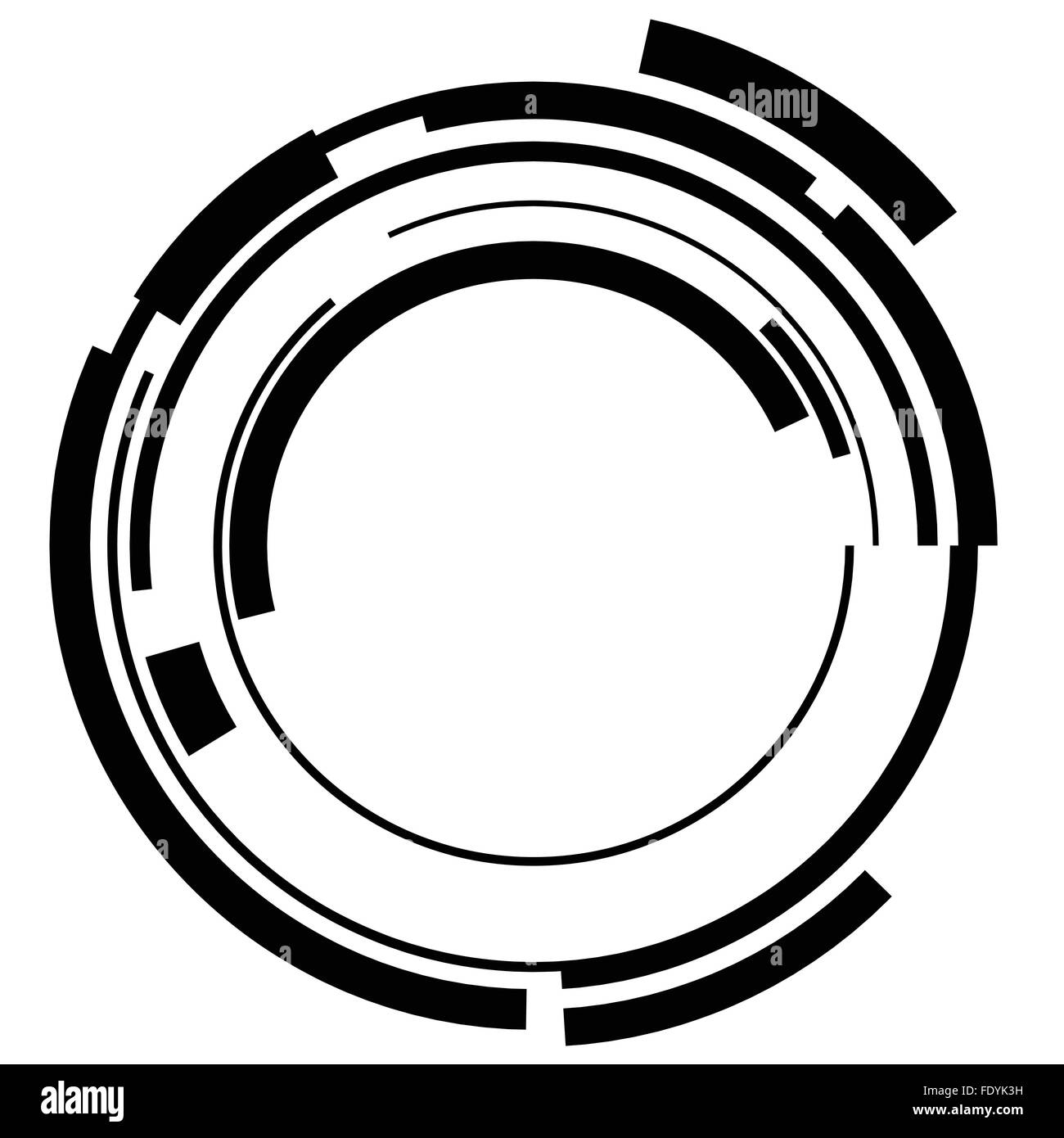 Abstract hi-tech segmented geometric circle shape isolated on white ...