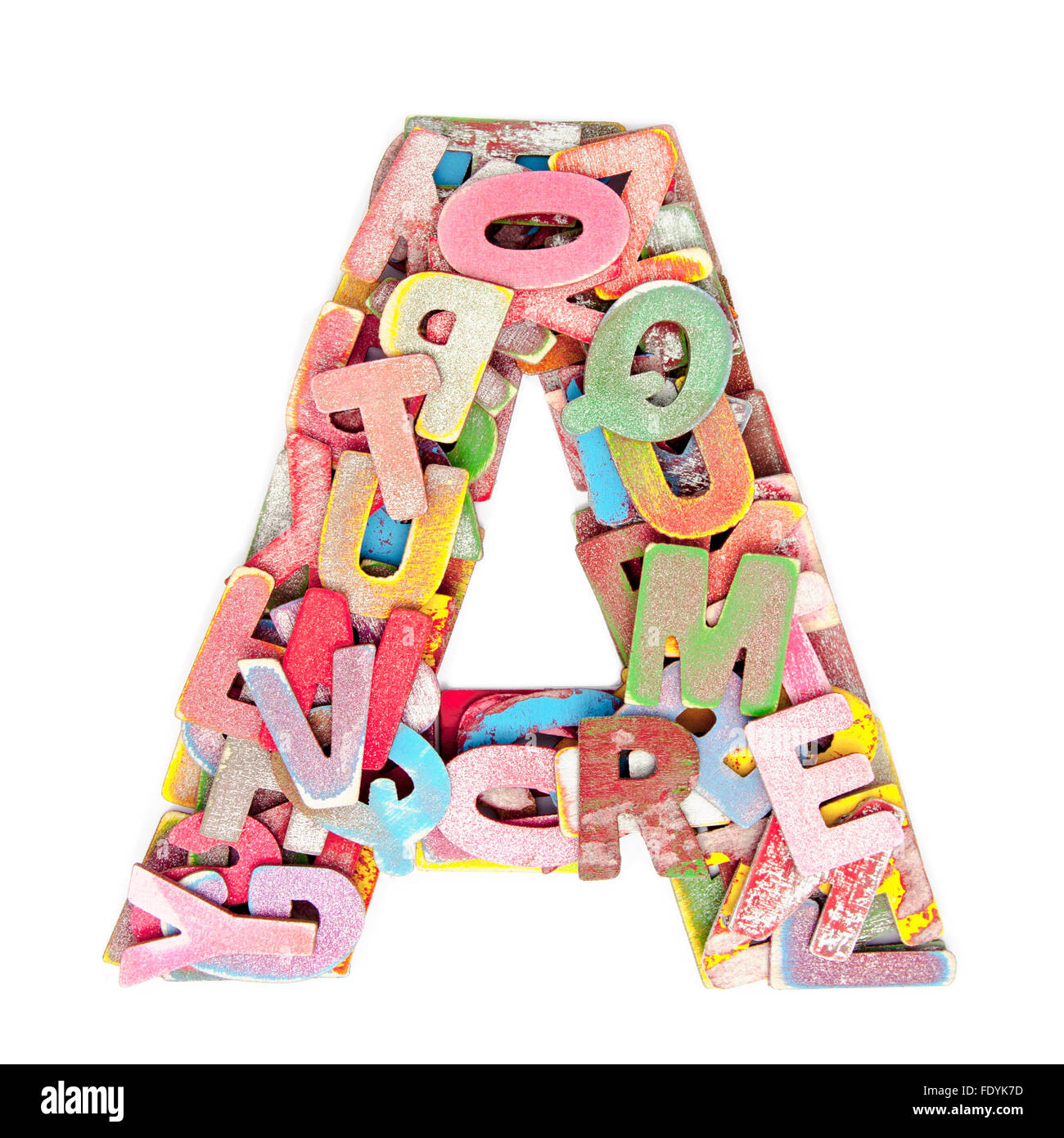 Wooden letters made from lots of small painted letters Stock Photo - Alamy